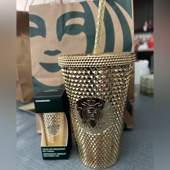 Starbucks | Accessories | Starbucks Gold Studded Jeweled Tumbler 6oz ...